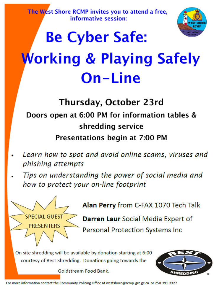 View Royal - Invitation to 'Be Cyber Safe: Working & Playing Safely Online'