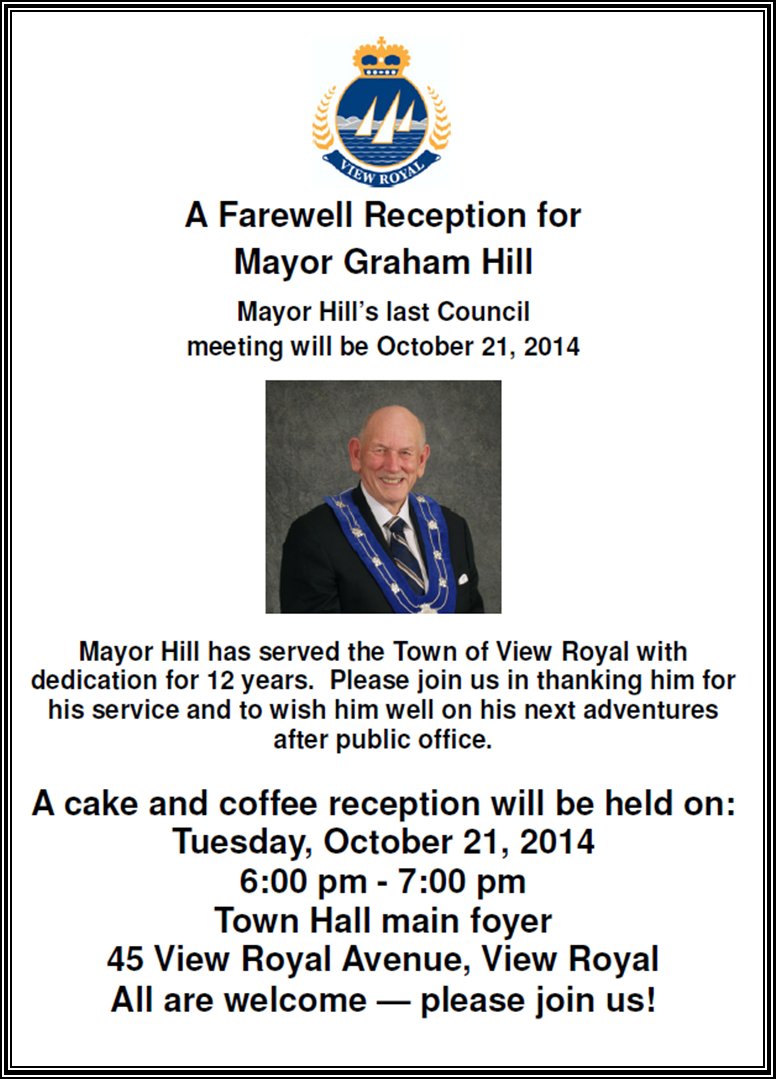 View Royal - Invitation to Mayor Hill's Farewells
