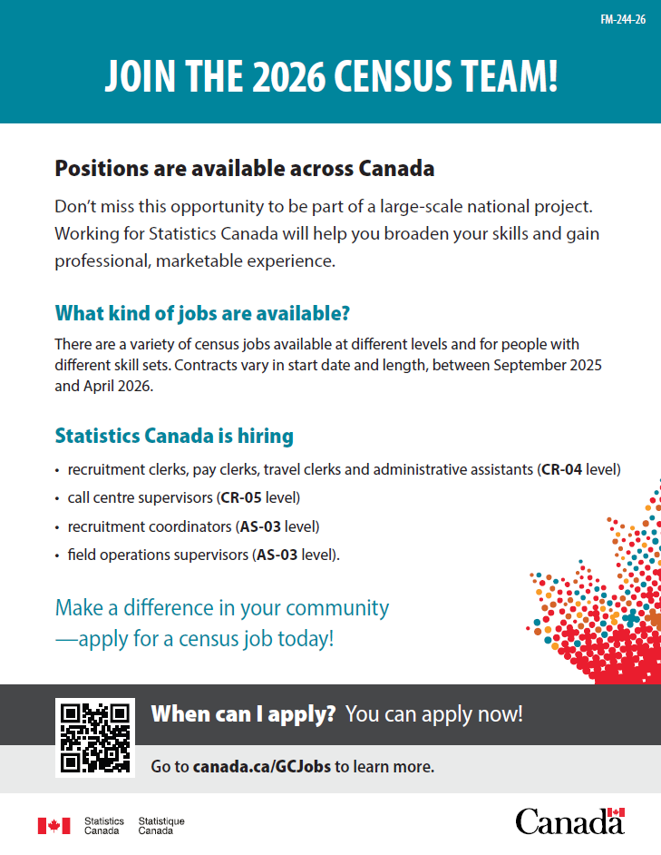View Royal - Statistics Canada is now hiring for the 2026 Census